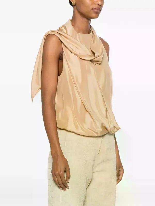 Alberta Ferretti Draped Scarf-detail Sleeveless Blouse