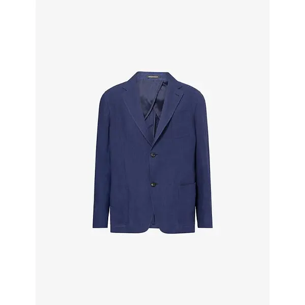 Emporio Armani Single-breasted Two-button Linen Blazer