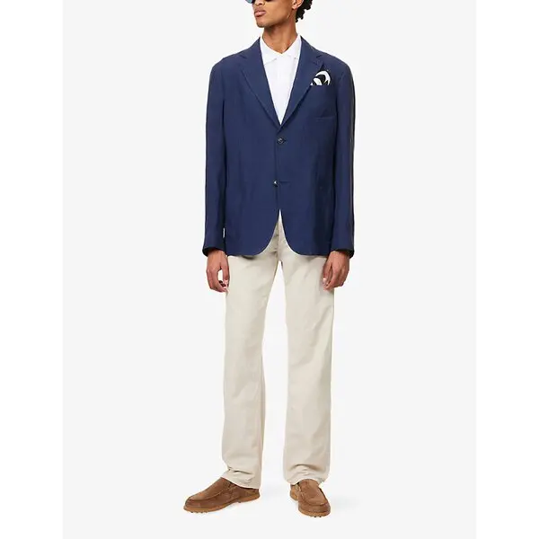 Emporio Armani Single-breasted Two-button Linen Blazer