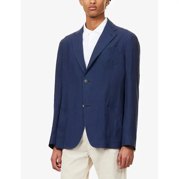 Emporio Armani Single-breasted Two-button Linen Blazer