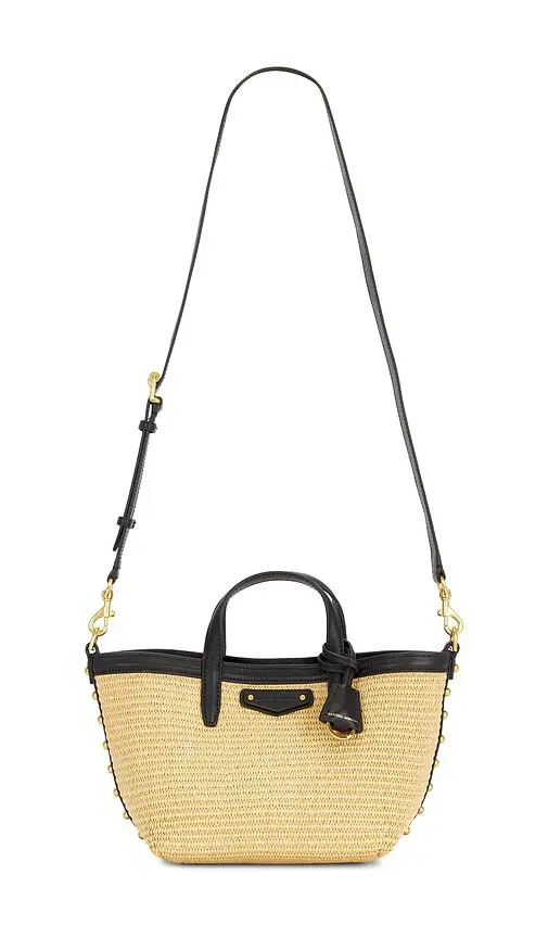 Rebecca Minkoff Riley Small Straw Tote Bag With Studded Detail - Neutral