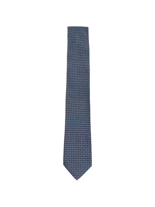 FERRAGAMO Gancini Jacquard Neck Tie - Blue