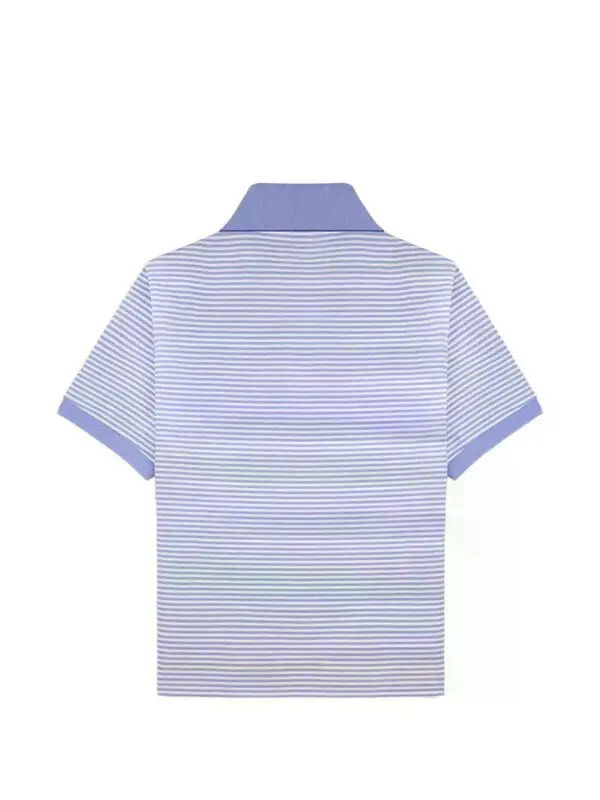 SPORTY & RICH Striped Embroidered-logo Polo Shirt - Blue