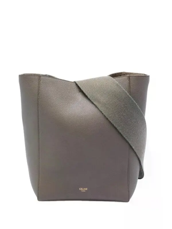 Celine Seau Sangle Bucket Bag In Grained Calfskin - Brown