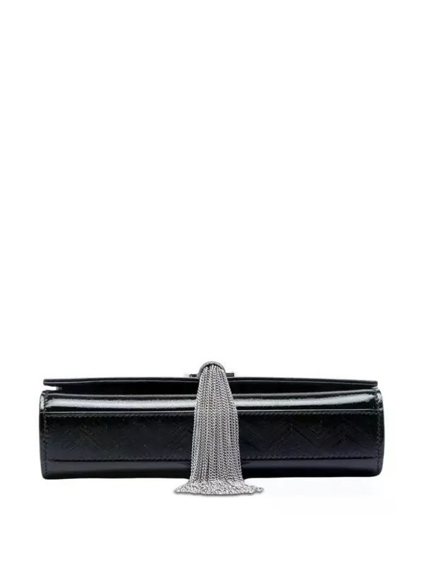 Saint Laurent Medium Chevron Patent Monogram Kate Tassel Crossbody Bag