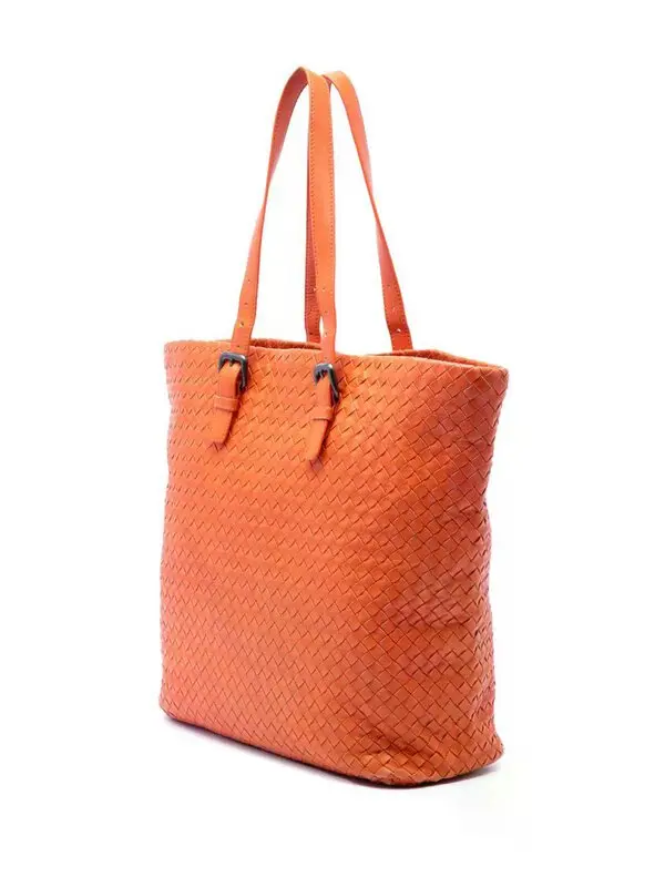 Bottega Veneta 2011 Nappa Intrecciato Belt Strap Tote Bag - Orange