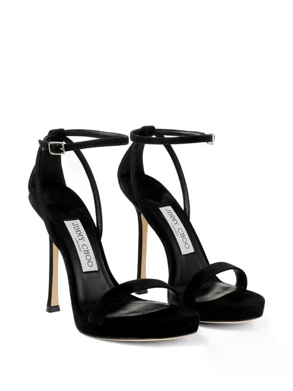 JIMMY CHOO Moza 120 Platform Ankle Strap Sandals - Black
