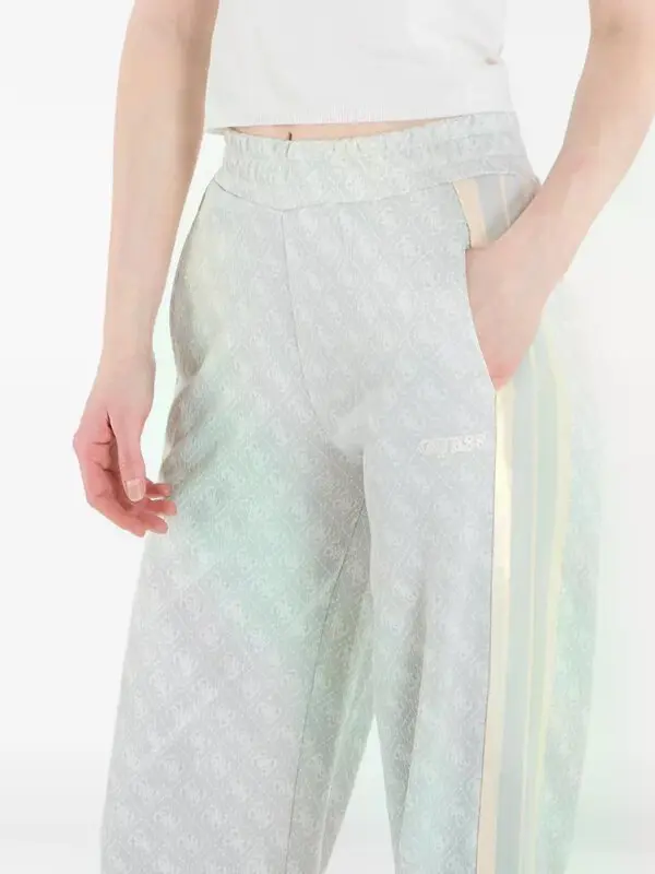 Guess Monogram-print Side-stripe Track Pants - Grey