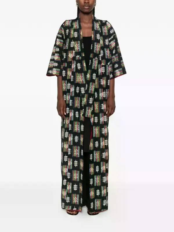 A.N.G.E.L.O. VINTAGE CULT 1990s Geometric Print Kimono - Black