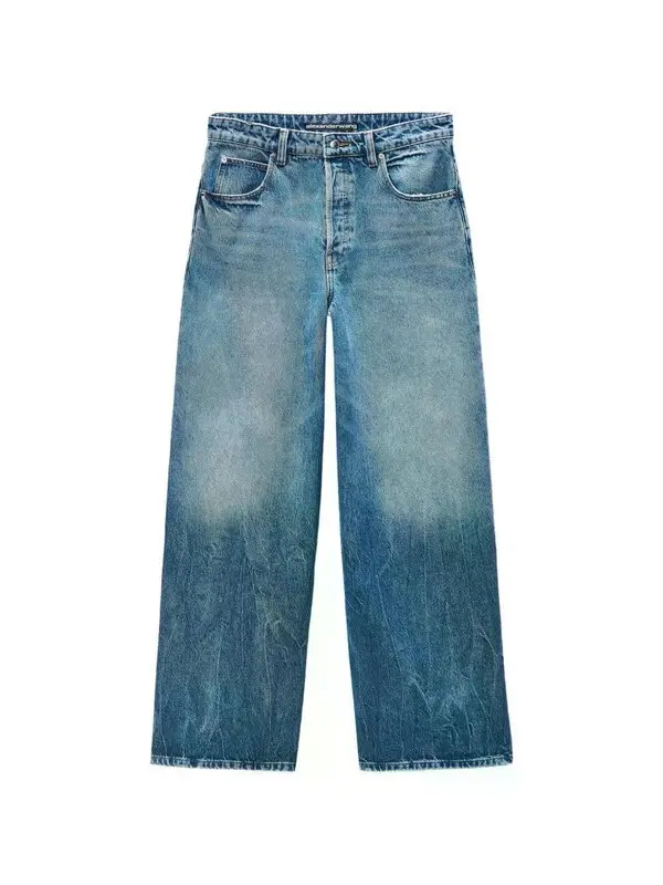 Alexander Wang Wide-leg Marbled Denim Trousers