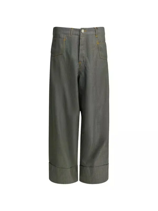 Junya Watanabe Wide Leg Pinstripe Trousers - Grey