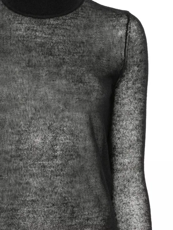 Barbara Bui Sheer Finish Mock Neck Long Sleeve Top