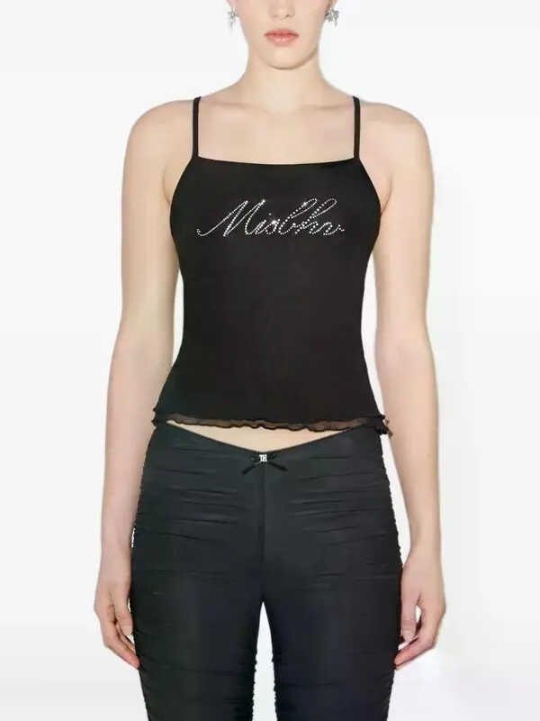 MISBHV Crystal Embellished Mesh Trim Tank Top