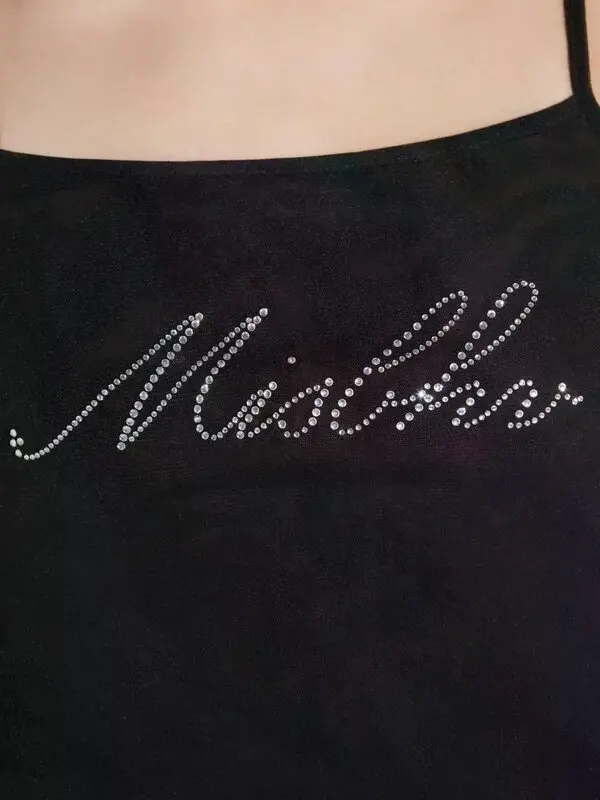 MISBHV Crystal Embellished Mesh Trim Tank Top