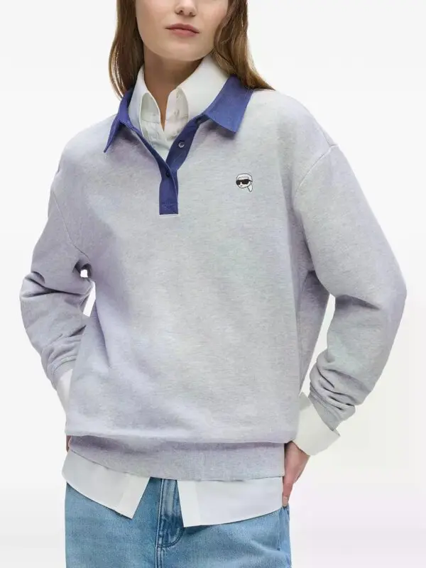 Karl Lagerfeld Ikon Patch Polo Shirt - Grey