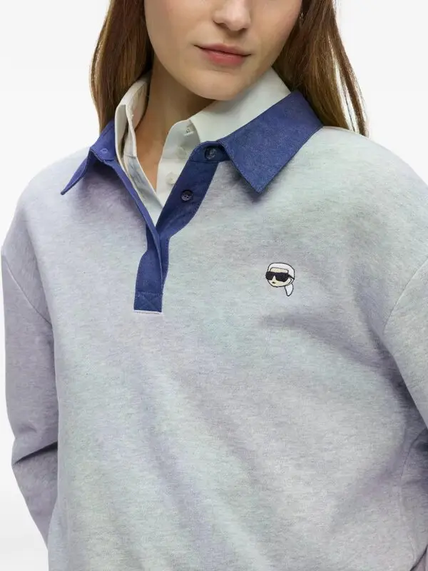 Karl Lagerfeld Ikon Patch Polo Shirt - Grey