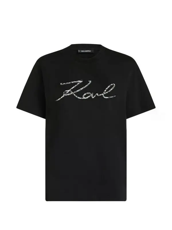 Karl Lagerfeld Signature Bouclé T-shirt - Black