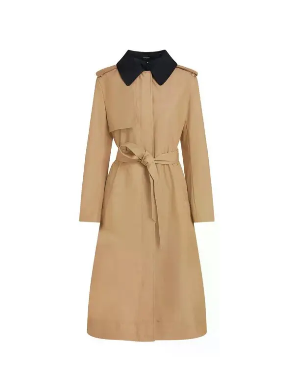 Karl Lagerfeld Contrast Collar Belted Trench Coat - Neutrals