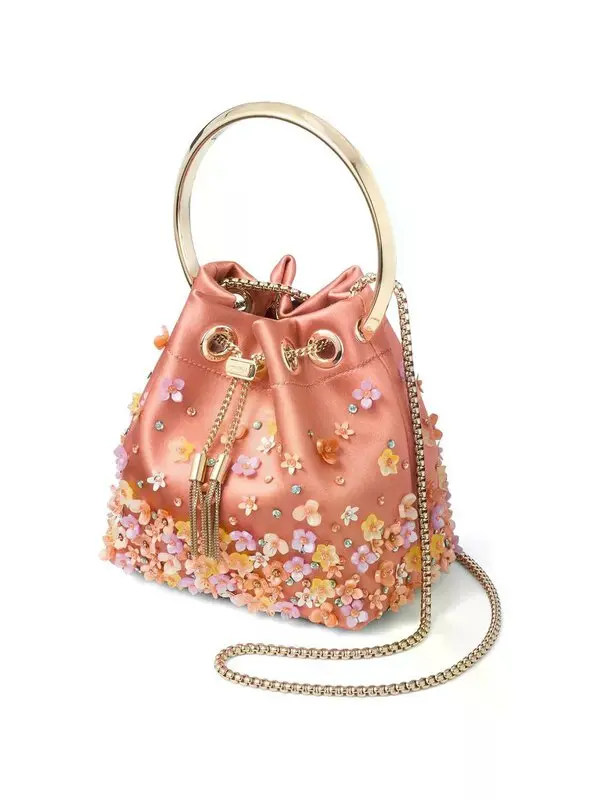 JIMMY CHOO Bon Bon Floral Embellished Bucket Bag