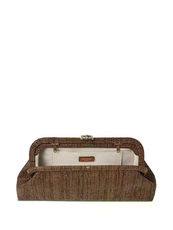 JIMMY CHOO Skylar Raffia Clutch Bag With Jc Clasp - Brown