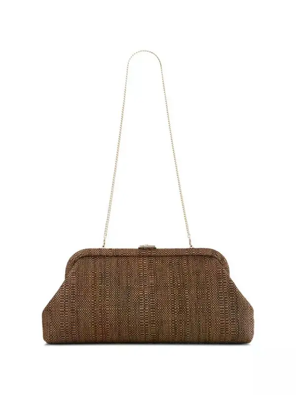 JIMMY CHOO Skylar Raffia Clutch Bag With Jc Clasp - Brown