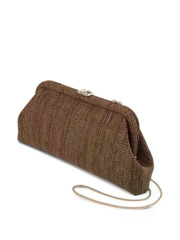 JIMMY CHOO Skylar Raffia Clutch Bag With Jc Clasp - Brown