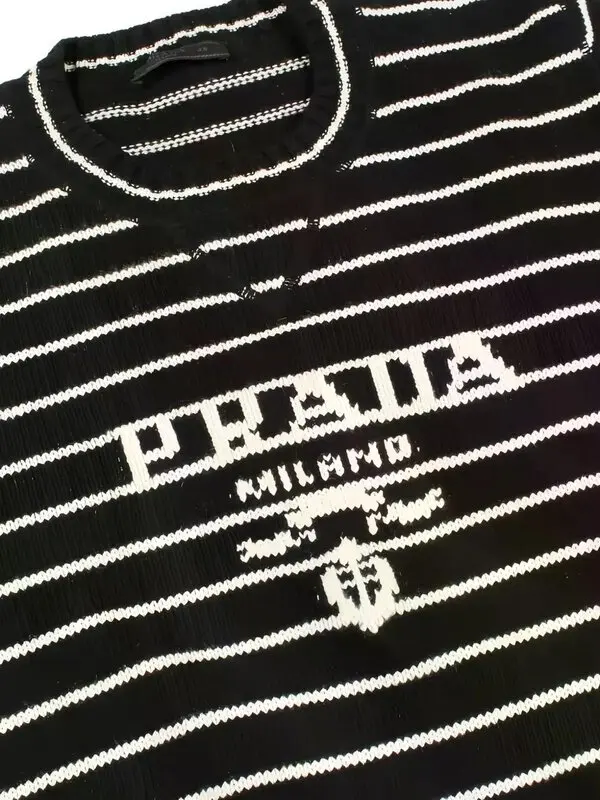 Prada Striped Crew Neck Sweatshirt