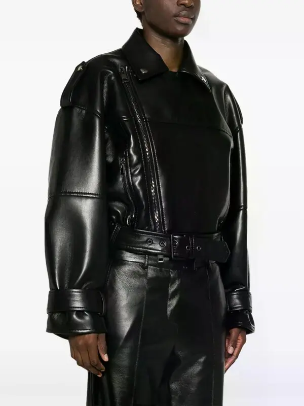 Andamane Nova Cropped Faux Leather Jacket