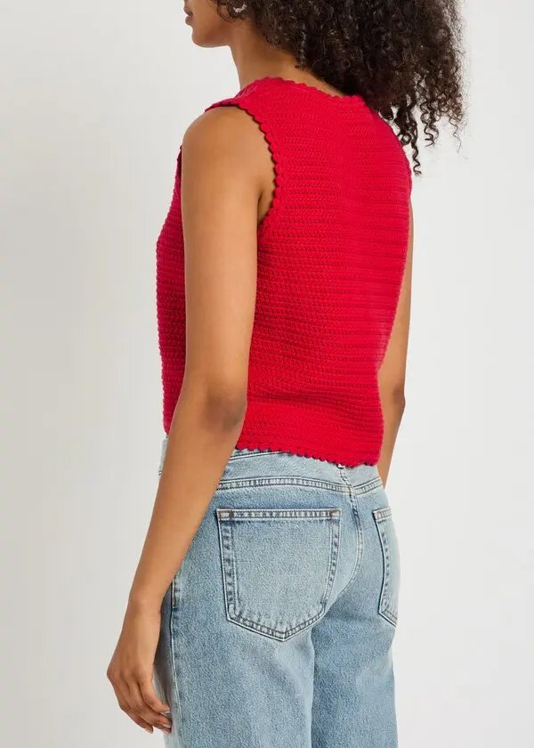 Rails Calypso Knit Cotton Crop Top - Red