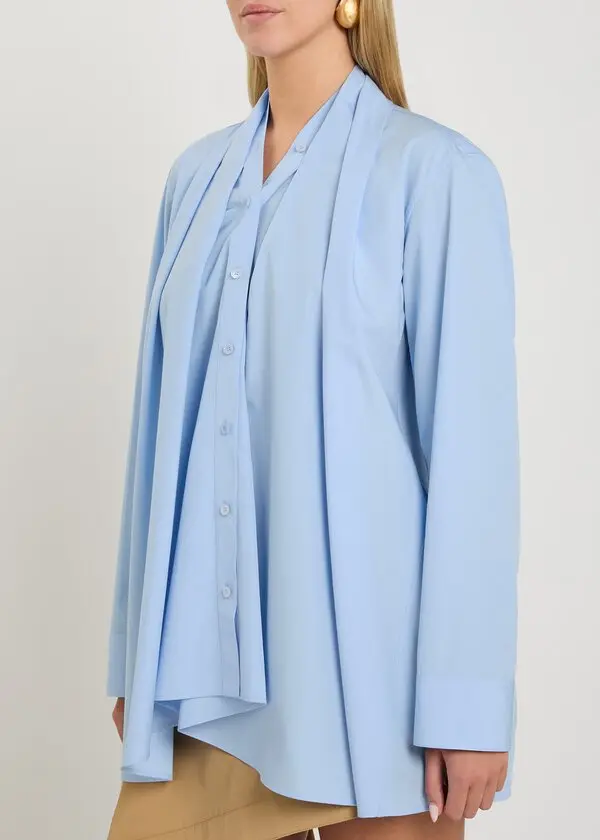 Loewe Pleated Cotton-poplin Shirt - Light Blue