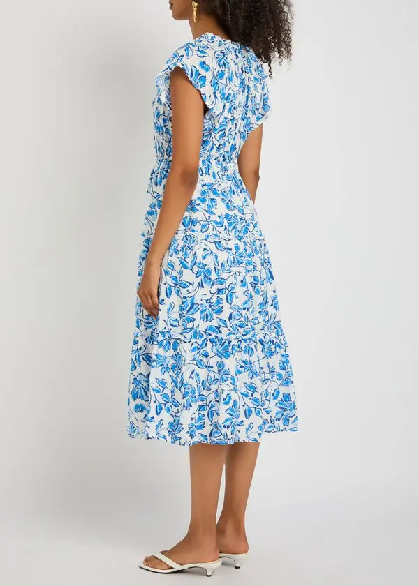 Rails Floral-print Linen-blend Midi Dress