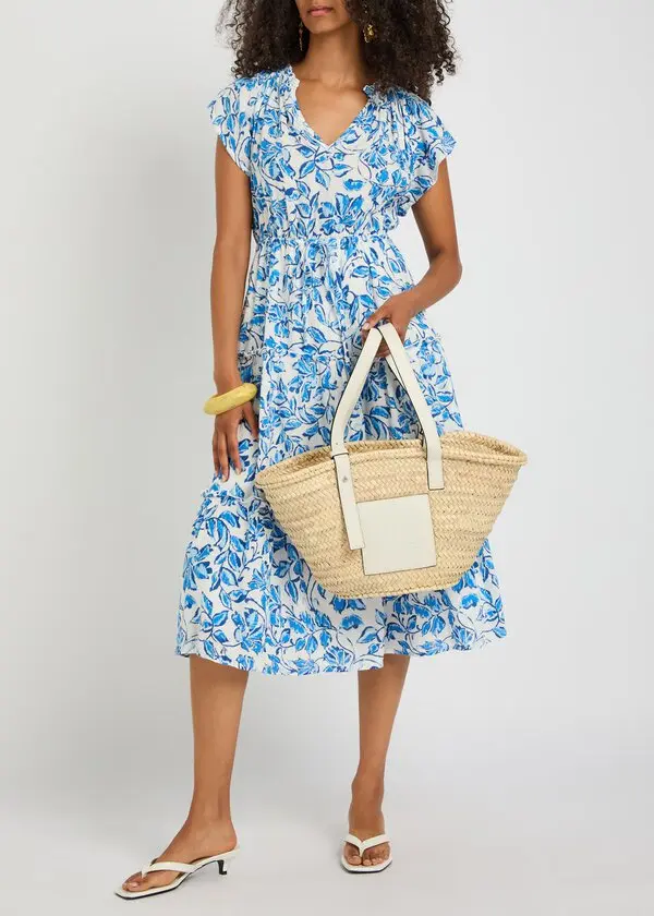 Rails Floral-print Linen-blend Midi Dress