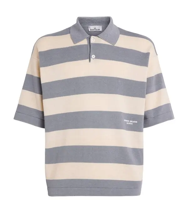 Stone Island Cotton-linen Stripe Polo Shirt - Ivory