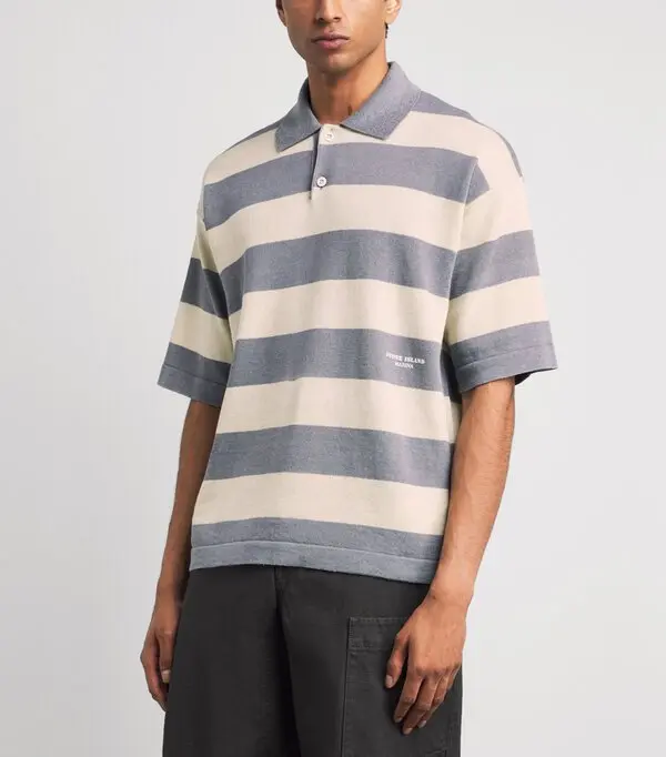 Stone Island Cotton-linen Stripe Polo Shirt - Ivory