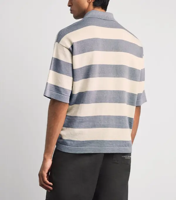 Stone Island Cotton-linen Stripe Polo Shirt - Ivory