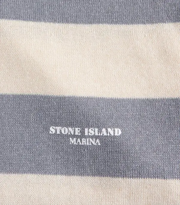 Stone Island Cotton-linen Stripe Polo Shirt - Ivory