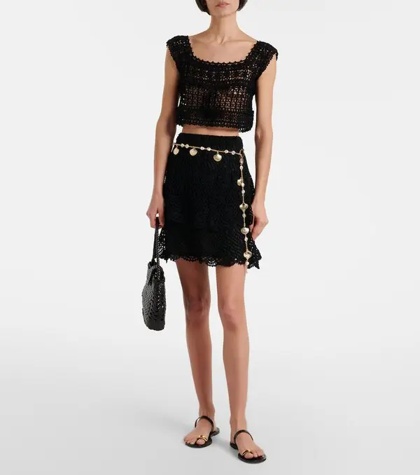 Anna Kosturova Florence Cotton Crochet Miniskirt
