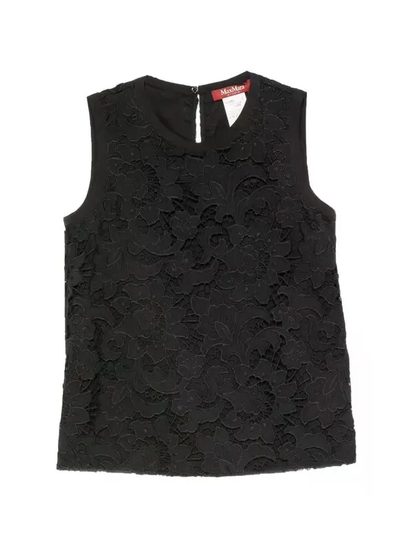 Max Mara Floral Lace Sleeveless Blouse - Black