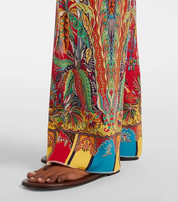 Etro Printed Silk Palazzo Trousers