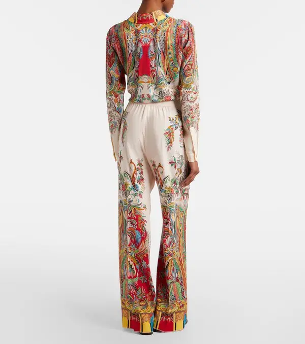 Etro Printed Silk Palazzo Trousers