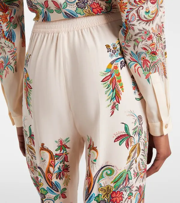 Etro Printed Silk Palazzo Trousers