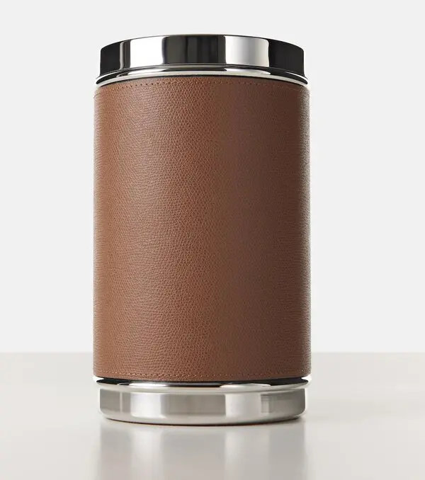 GIOBAGNARA Ocean Steel And Leather Bottle Cooler - Brown