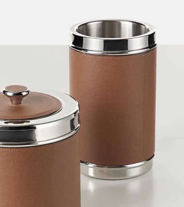 GIOBAGNARA Ocean Steel And Leather Bottle Cooler - Brown