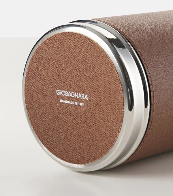 GIOBAGNARA Ocean Steel And Leather Bottle Cooler - Brown