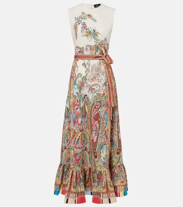 Etro Belted Printed Cotton Maxi Dress - Multicoloured