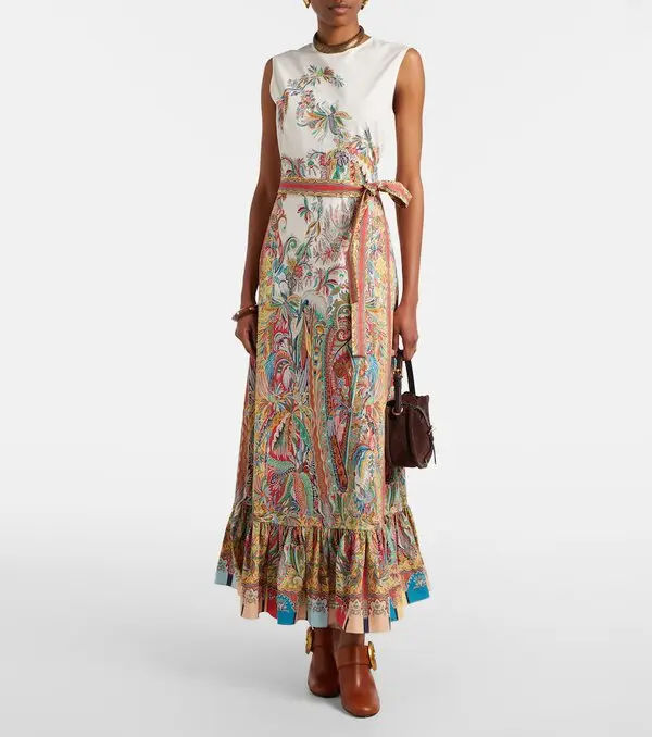 Etro Belted Printed Cotton Maxi Dress