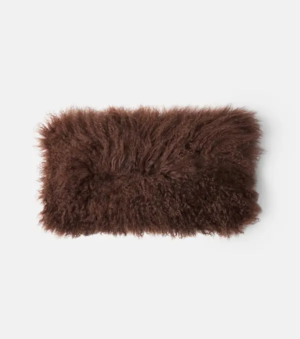 Maison De Vacances Shearling And Linen Cushion - Brown