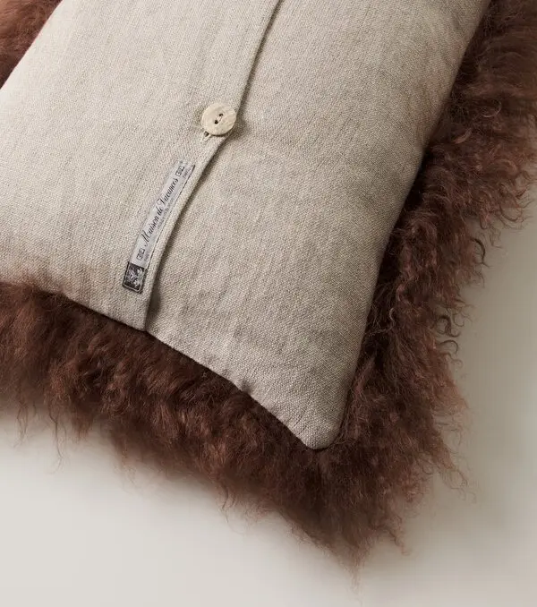 Maison De Vacances Shearling And Linen Cushion