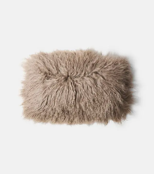 Maison De Vacances Shearling And Linen Cushion - Grey