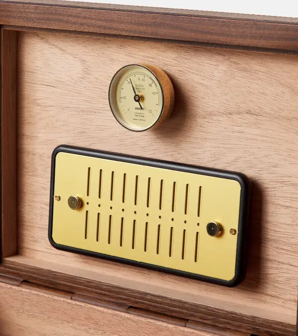 GIOBAGNARA Santiago Leather And Wooden Cigar Box
